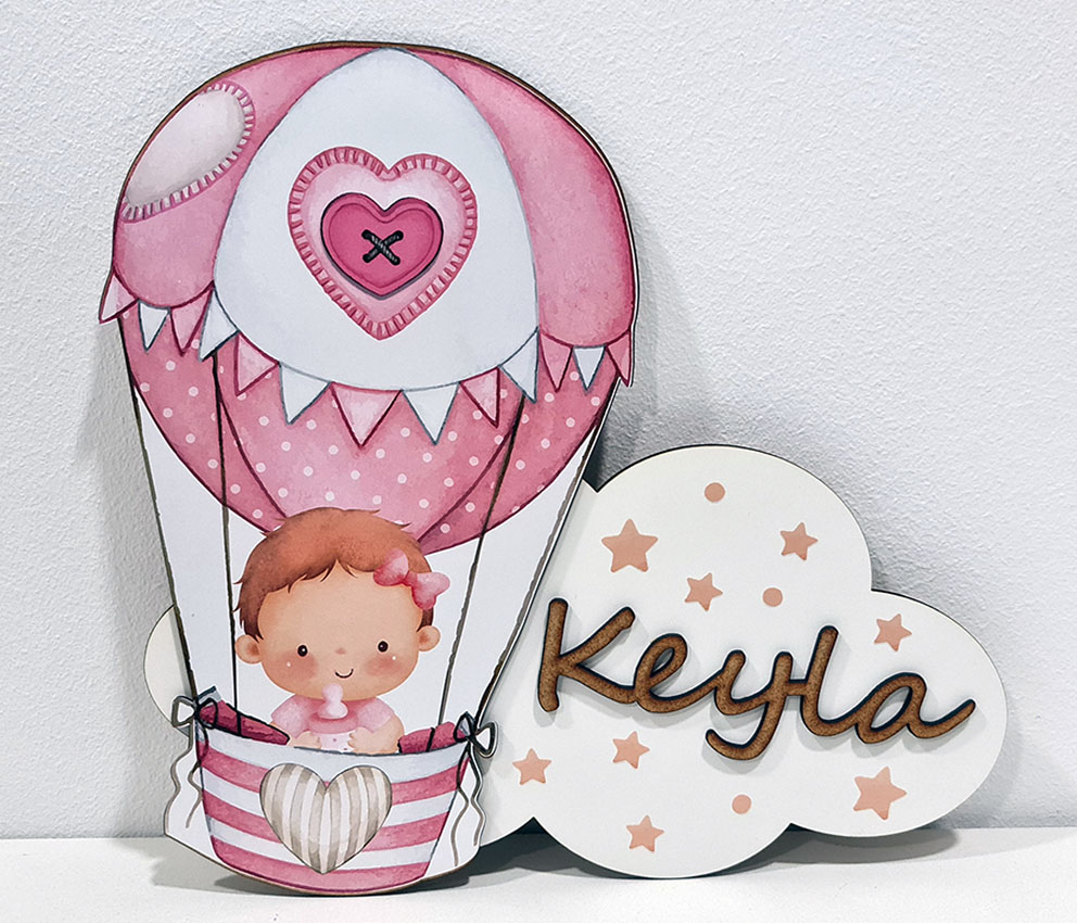 Letrero madera Beba Globo – Camaleón Print