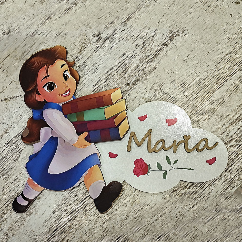 Letrero madera Bella Libros – Camaleón Print