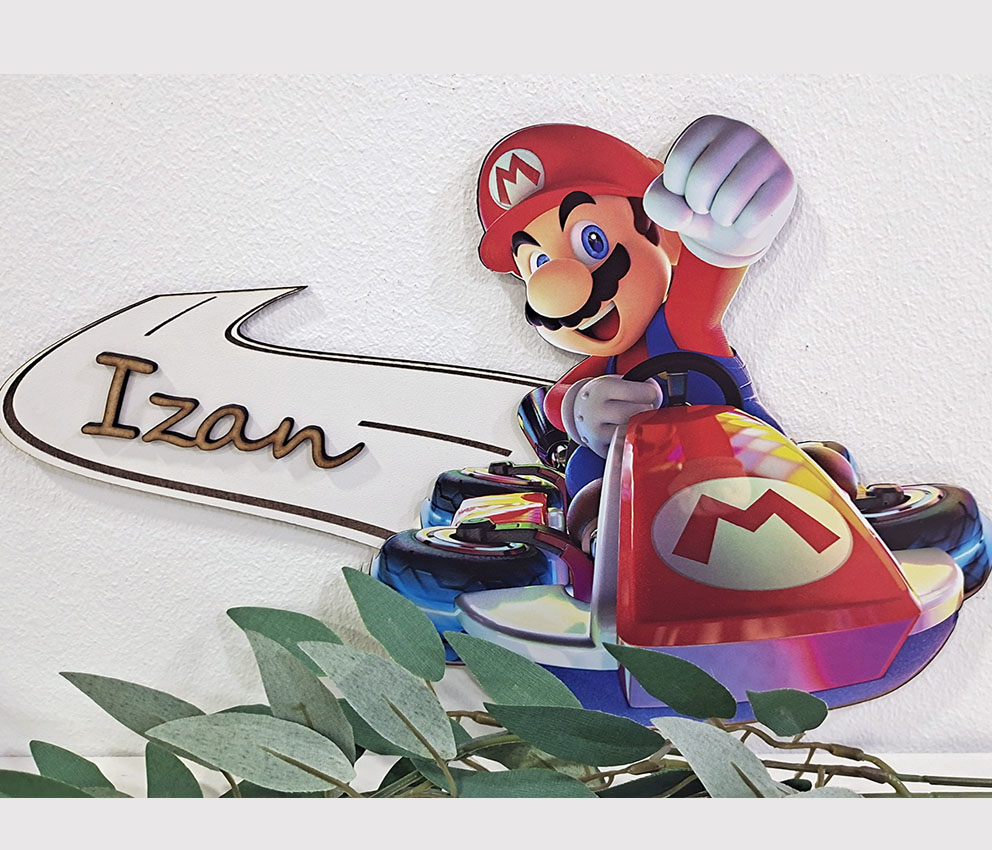 Letrero madera Mario Kart – Camaleón Print
