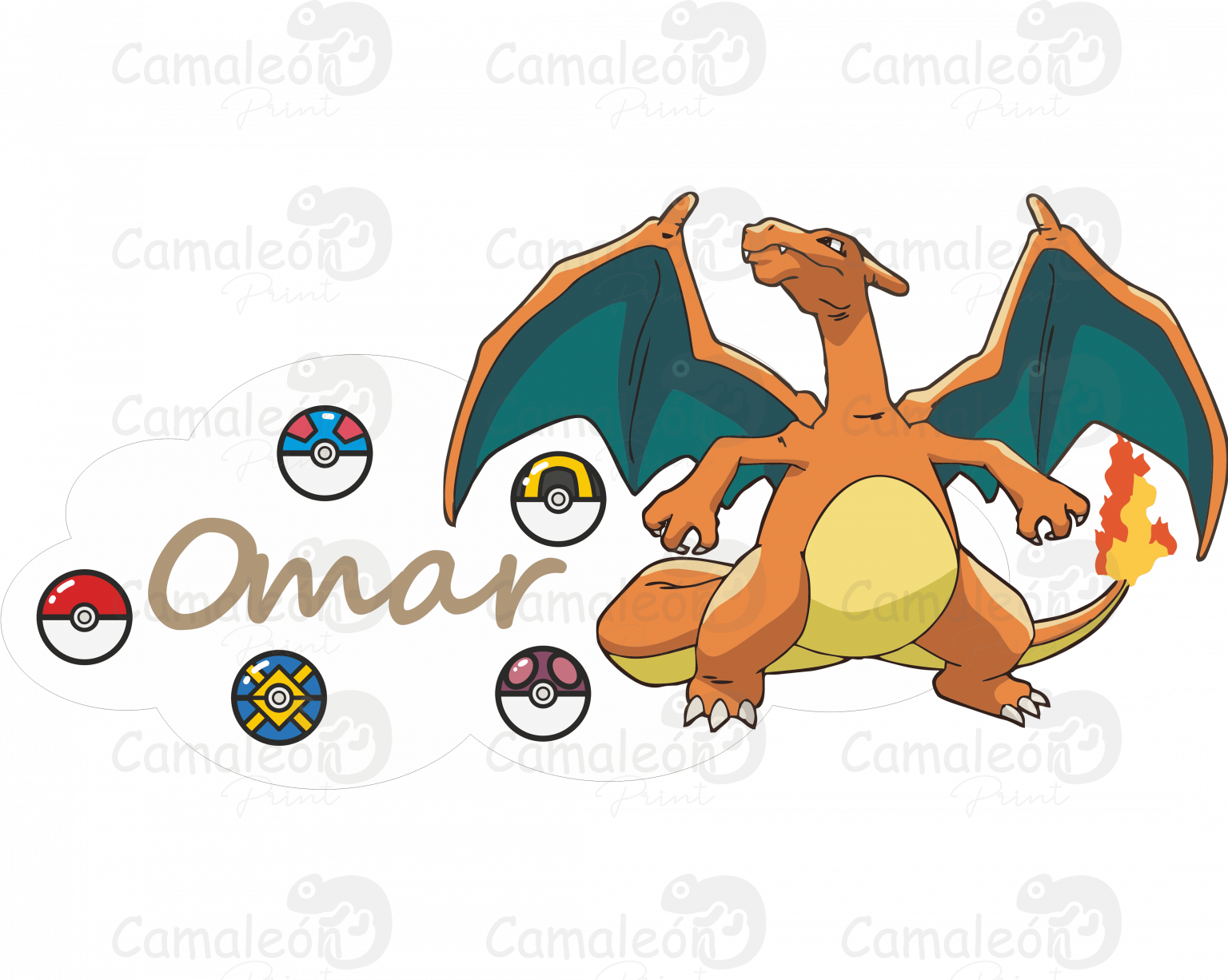 Letrero madera Pokemon Charizard – Camaleón Print
