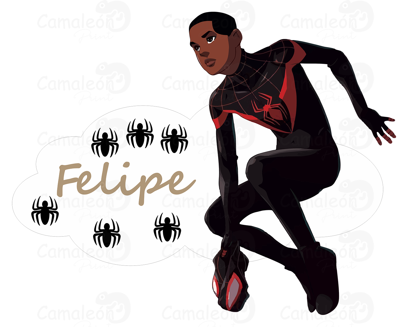 Letrero madera Spiderman Miles Morales – Camaleón Print