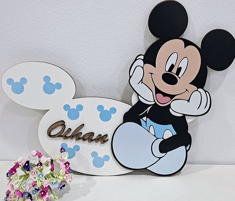 Letrero madera Mickey azul – Camaleón Print