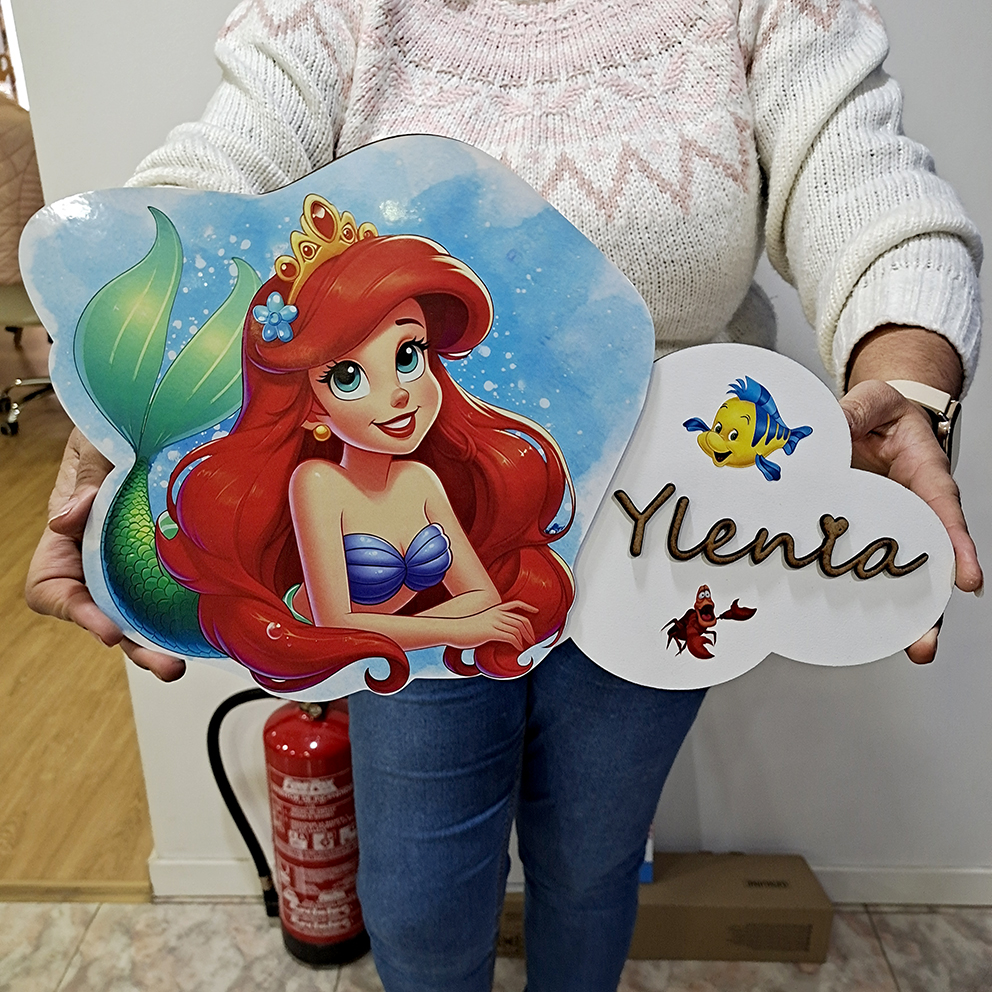 Letrero madera Princesa Ariel – Camaleón Print