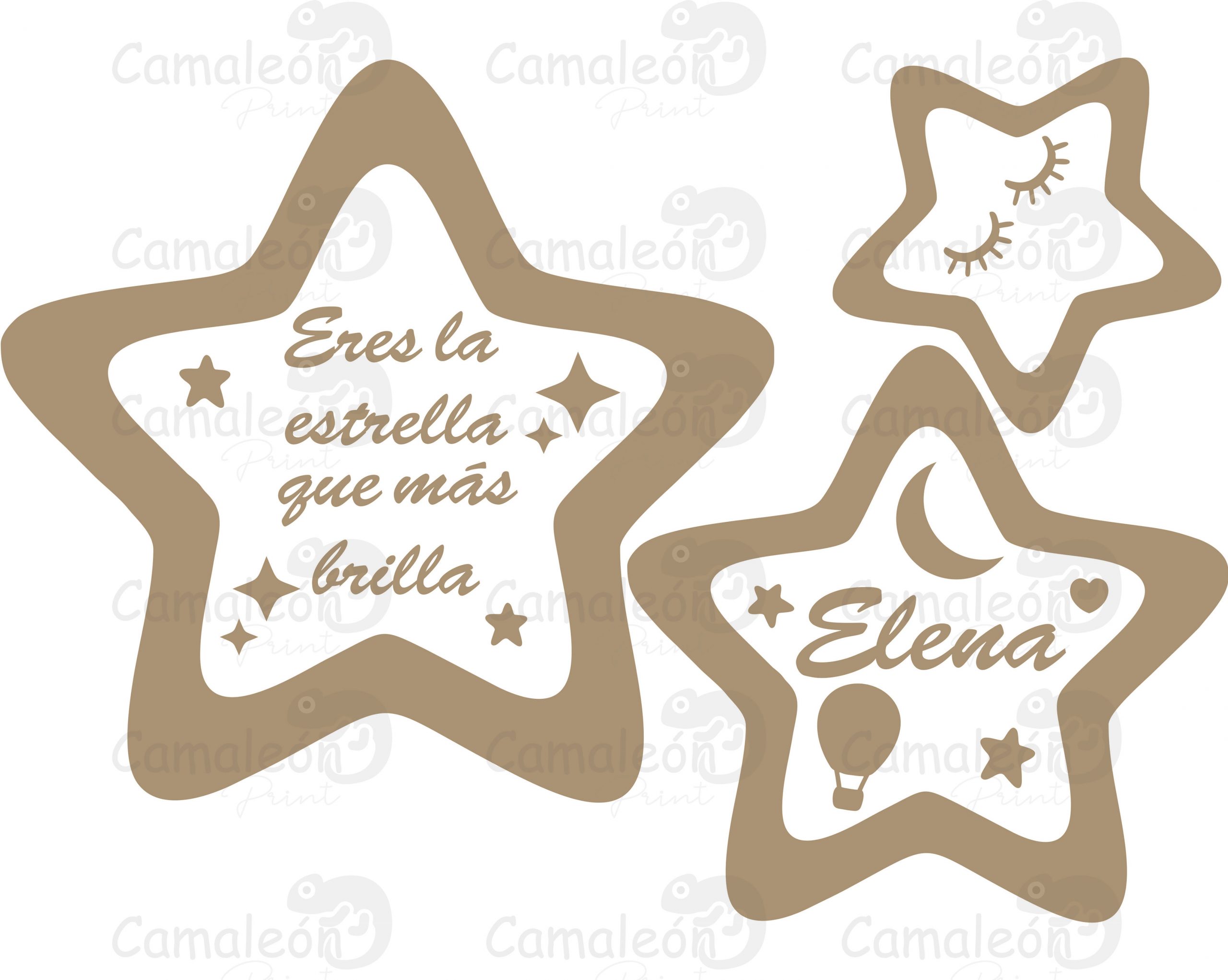 Letrero Handmade Estrellas Brilla – Camaleón Print