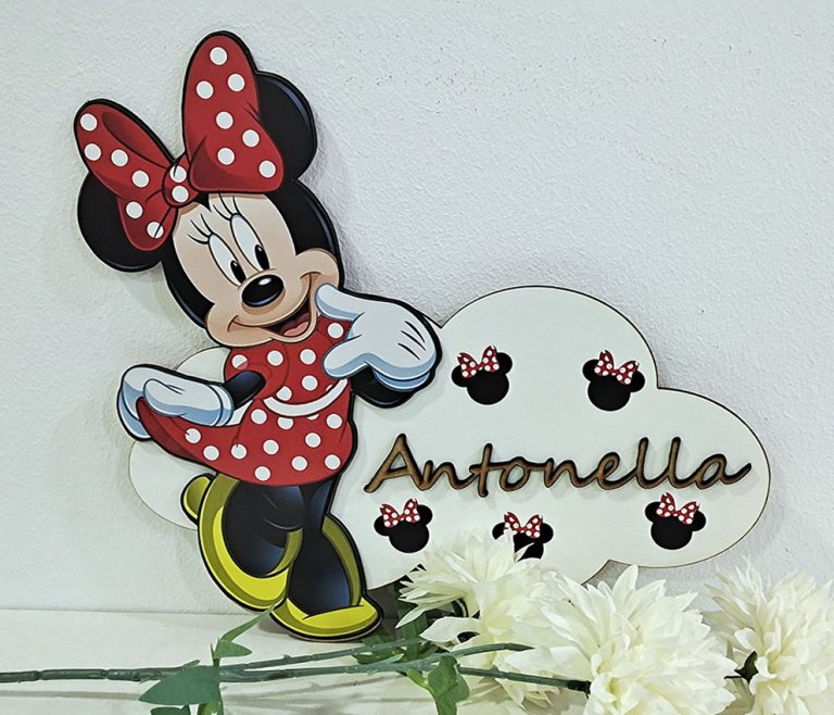 Letrero madera Minnie Coqueta – Camaleón Print