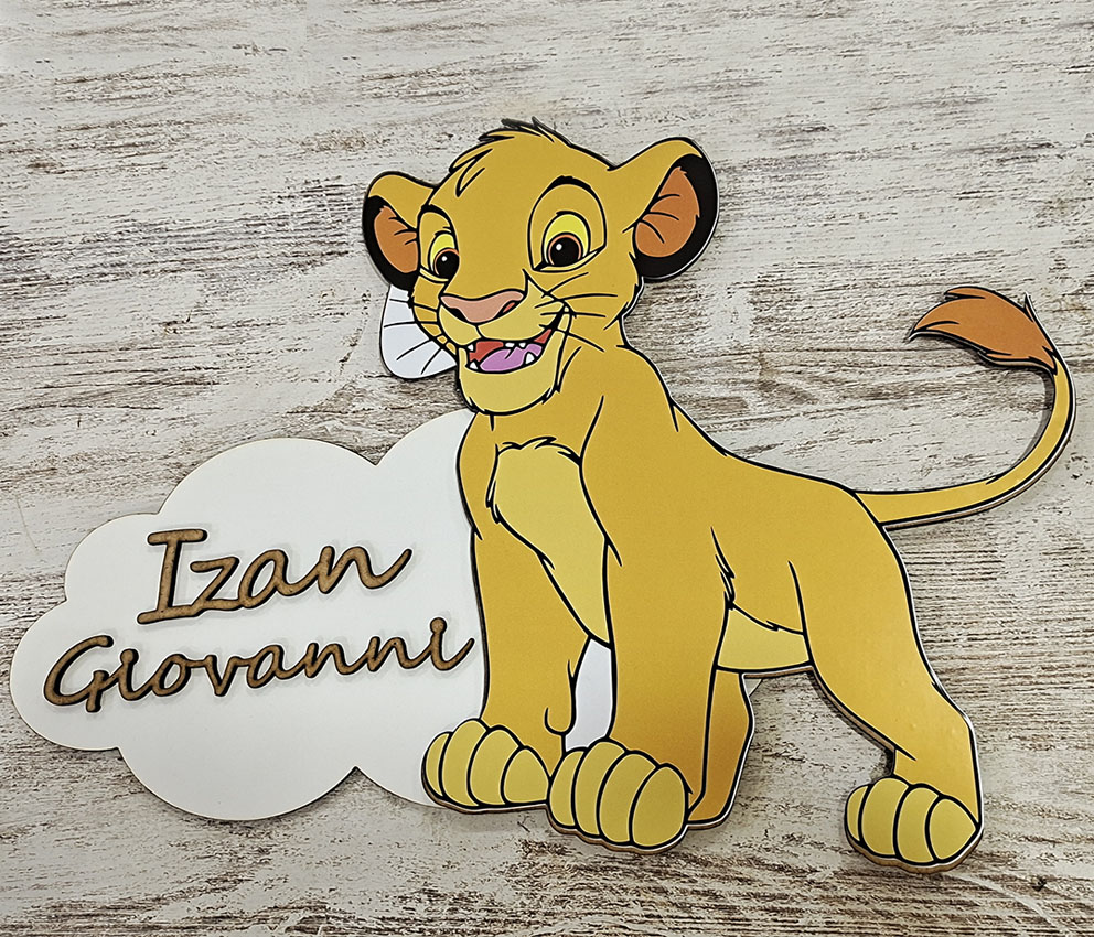 Letrero madera Simba – Camaleón Print