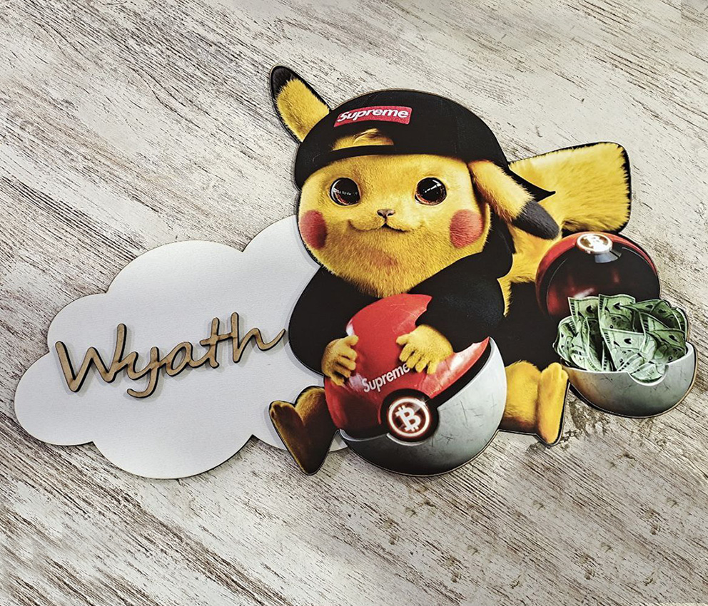 Letrero madera Pokemon Pikachu 3D – Camaleón Print