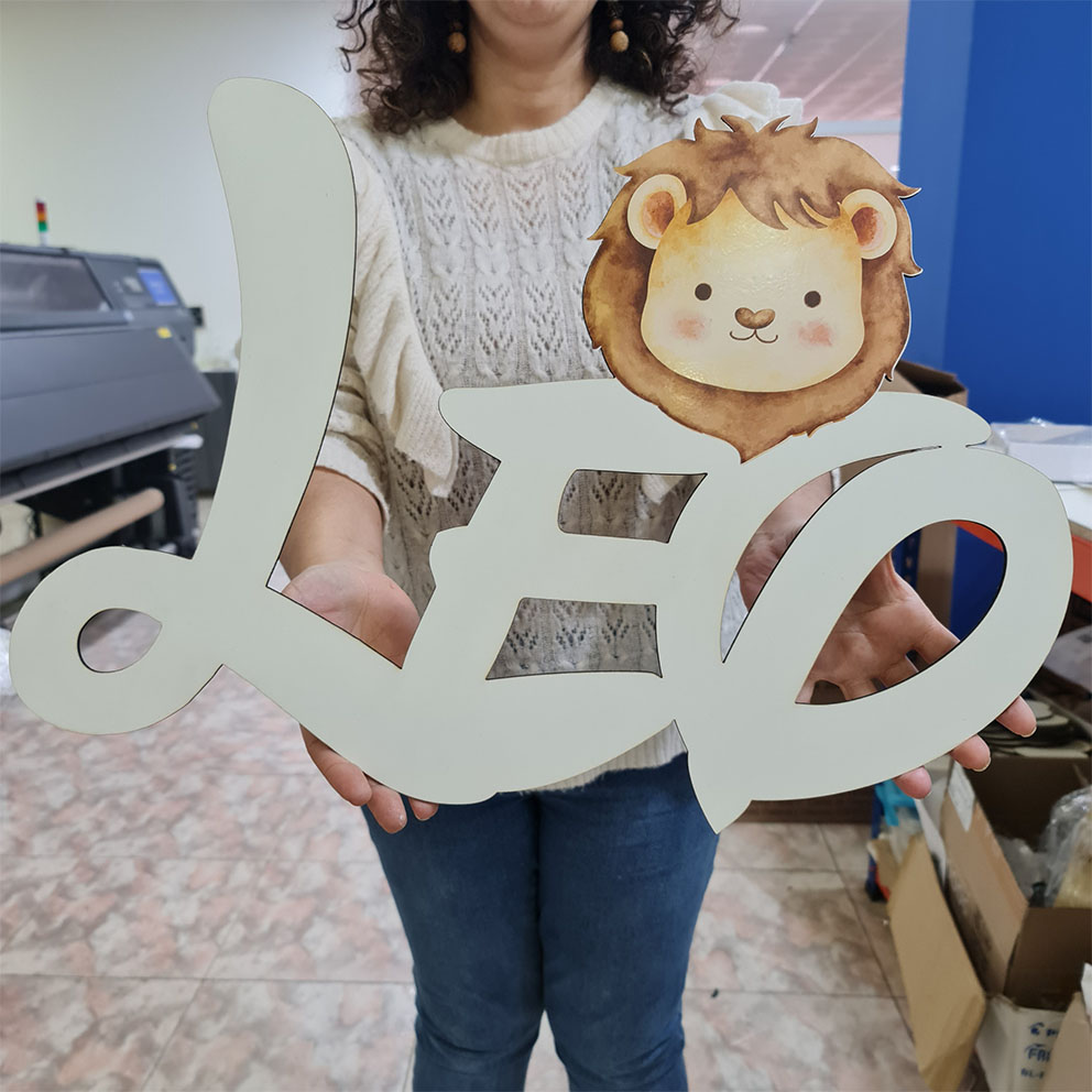 Letrero madera Nombre y Dibujo – Camaleón Print