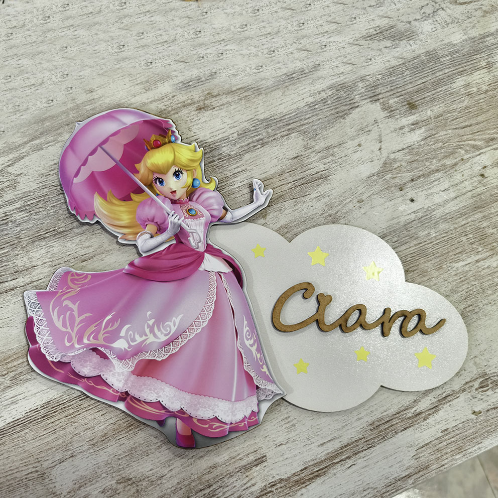 Letrero madera Princesa Peach – Camaleón Print