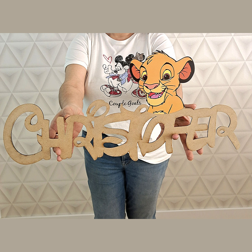 Letrero madera Nombre y Dibujo – Camaleón Print