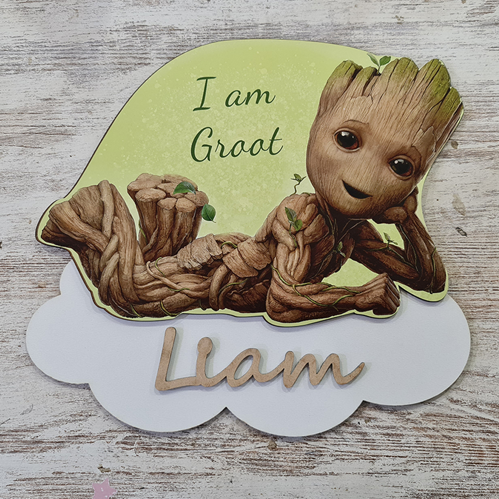 Letrero madera Groot – Camaleón Print